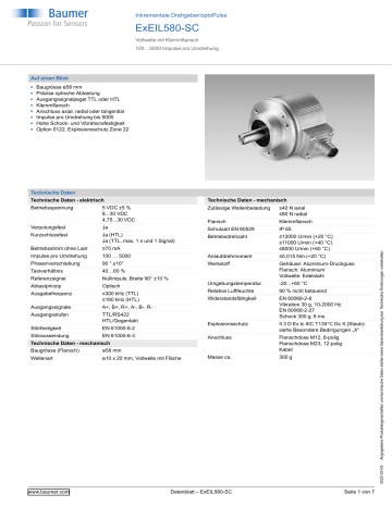 Baumer ExEIL580-SC Incremental encoder Datenblatt | Manualzz