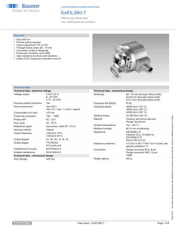Baumer ExEIL580-T Incremental encoder Data sheet | Manualzz