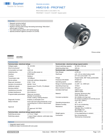Baumer HMG10-B - PROFINET Absolute encoder Data sheet | Manualzz