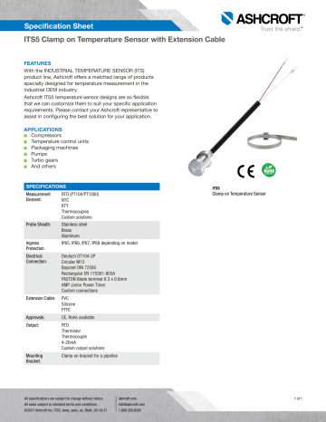 Ashcroft ITS – OEM Temperature Sensors Datasheet | Manualzz