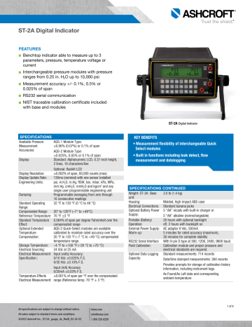 Ashcroft ST-2A Digital Indicator Datasheet | Manualzz