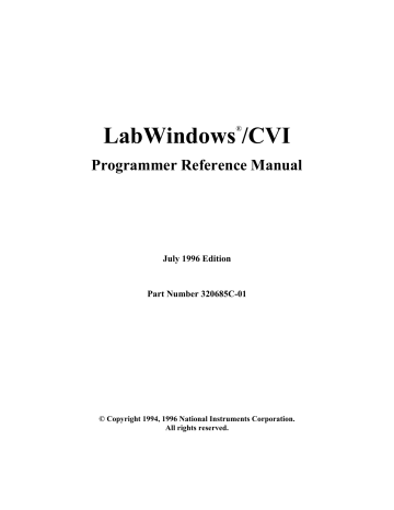 Ni LabWindows/CVI Programmer Reference User Manual | Manualzz