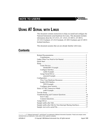 Ni Using AT Serial User Manual | Manualzz