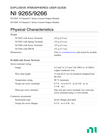 Ni 9265/9266 Explosive Atmospheres User Manual | Manualzz