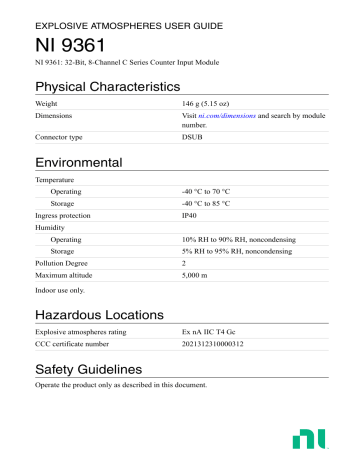 Ni 9361 Explosive Atmospheres User Manual | Manualzz