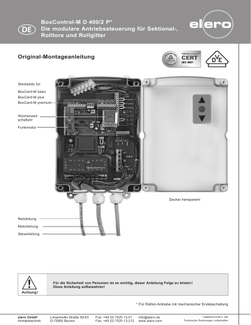 elero BoxControl-M D 400 2P für polumschaltbare Antriebe ...