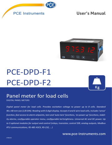 PCE PCE-DPD-F1 Force and Weight Indicator Owner's Manual | Manualzz