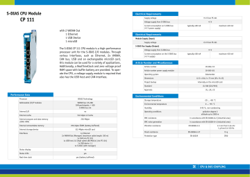 SIGMATEK CP 111 CPU Module Product sheet | Manualzz