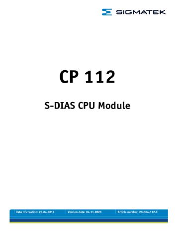 SIGMATEK CP 112 CPU Module Manual | Manualzz