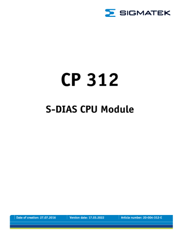 SIGMATEK CP 312 CPU Module Manual | Manualzz