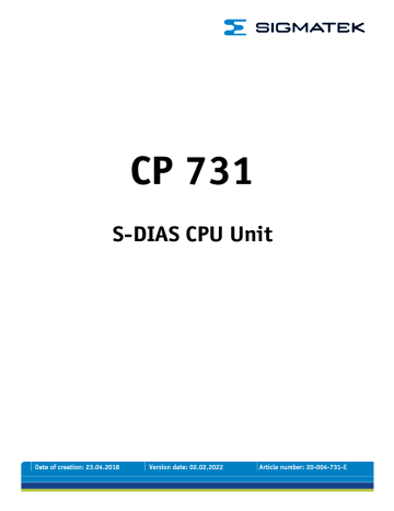 SIGMATEK CP 731 CPU Unit Manual | Manualzz