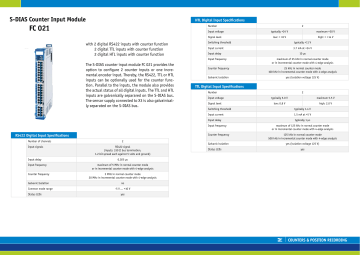 SIGMATEK FC 021 Counter Input Product sheet | Manualzz