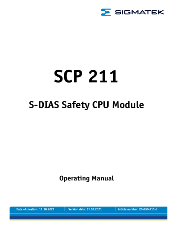 SIGMATEK SCP 211 Safety CPU Module Manual | Manualzz