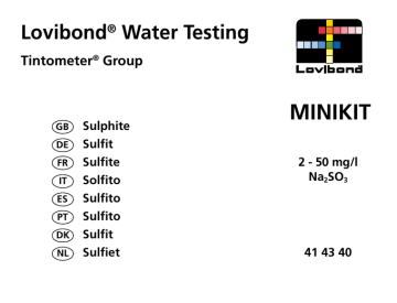 Lovibond Rapid Tests Minikit AF 434 instruction manual | Manualzz