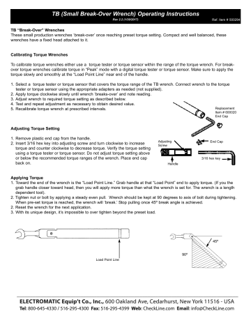 Checkline TB Break-Over Torque Wrench Instruction manual | Manualzz
