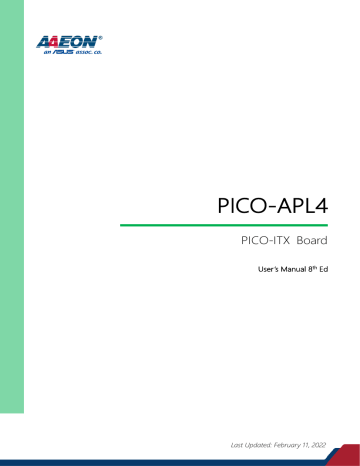 AAEON PICO-APL4 Pico-ITX Board Manual | Manualzz