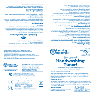 Learning Resources 20-Second Handwashing Timer Guide | Manualzz