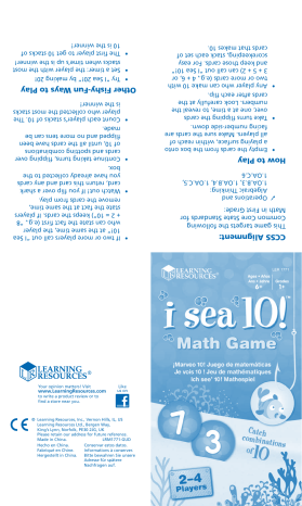 Learning Resources I Sea 10! ™ Math Game Guide | Manualzz
