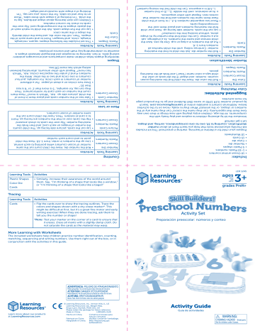 Learning Resources Skill Builders! Preschool Numbers Guide | Manualzz