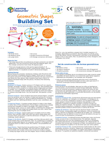 Learning Resources Geometric Shapes Building Set Guide | Manualzz