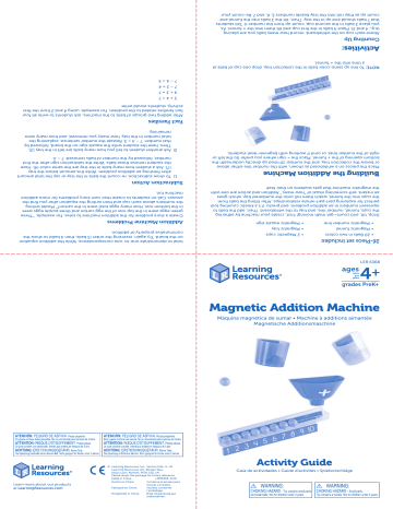 Learning Resources Magnetic Addition Machine Guide | Manualzz