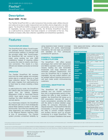 Sensus 5396353752204MI Dual Port 3 Wired Unit Specification | Manualzz