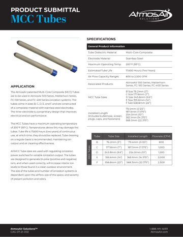 AtmosAir TUBE CMP E 14 in. Compound Composite Specification | Manualzz