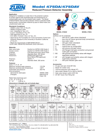 Zurn Wilkins 6-475DACFMBG Model 475DA 6 in. Epoxy Coated Ductile Iron ...