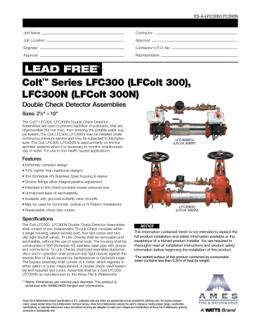 Ames Fire & Waterworks 0124567 Colt™ Series LFC300 8 in. 304 Stainless ...