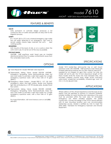 Haws 7610 Axion® Safety Station Specification | Manualzz