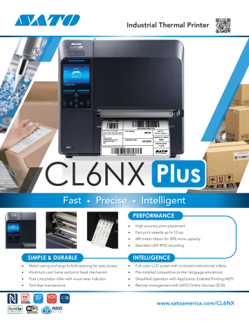 Sato CL6NX Plus Datasheet | Manualzz