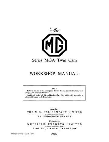 MG MGA Workshop Manual | Manualzz