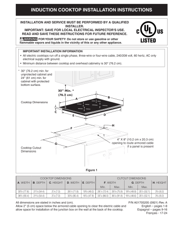 Induction Cooktop 30, Induction Cooktop 36 Installation Instructions | Manualzz
