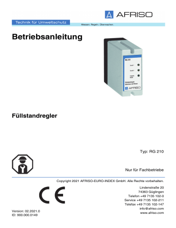 Afriso Level controller RG 210 Operating instructions | Manualzz