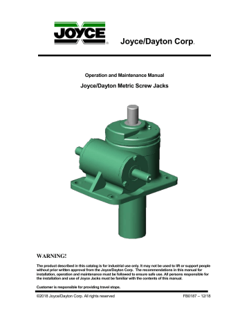Joyce Metric Screw Jacks Manual | Manualzz
