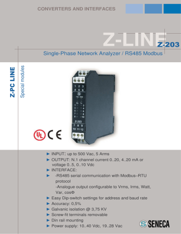 Seneca Z203 Product sheet | Manualzz