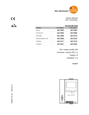 IFM AC1306 AS-Interface PROFIBUS DP gateway Owner's Manual | Manualzz