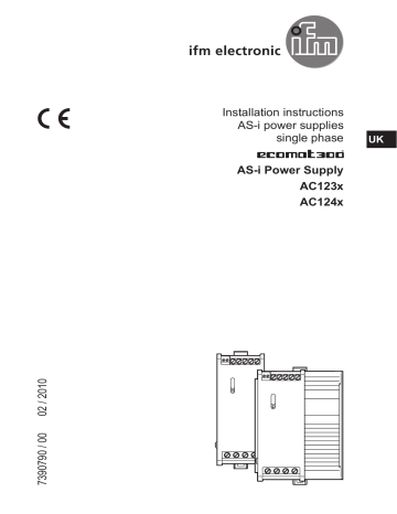 IFM AC1244 AS-Interface power supply Installation Instructions | Manualzz