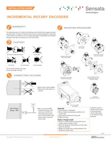 Sensata Incremental Rotary Encoders Installation Guide | Manualzz