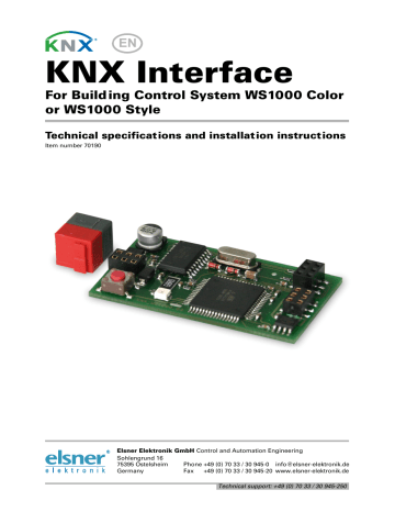 Elsner KNX-Schnittstelle WS1000 Datasheet | Manualzz