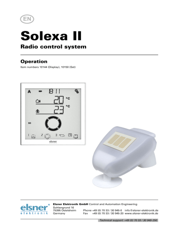 Elsner Solexa II Operation (brief ) Instruction | Manualzz