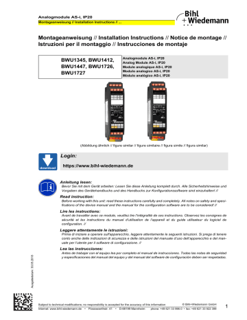 Bihl+Wiedemann BWU1727 ASi Analog Output Module Installation ...