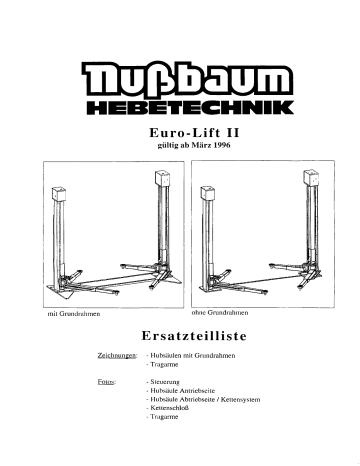 Nussbaum Euro Lift II 03/96 2-Post lift Operating Manual | Manualzz