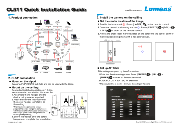 Lumens CL511 Installation Guide | Manualzz