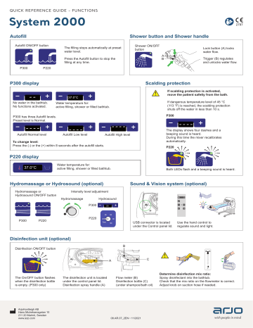 Arjo Rhapsody, Primo and Harmonie Quick Reference Guide | Manualzz